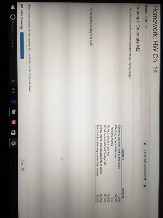 Solved Using the information below compute the M2 money | Chegg.com