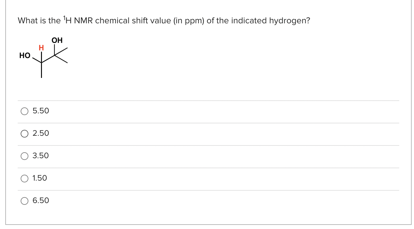 Solved What is the ?1H ﻿NMR chemical shift value (in ppm) | Chegg.com