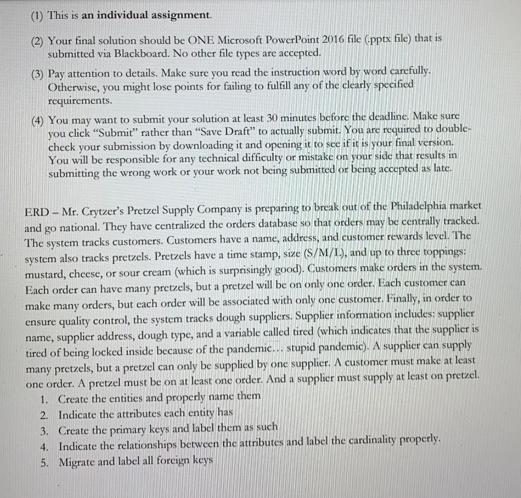Solved (1) ﻿This is an individual assignment.(2) ﻿Your final | Chegg.com