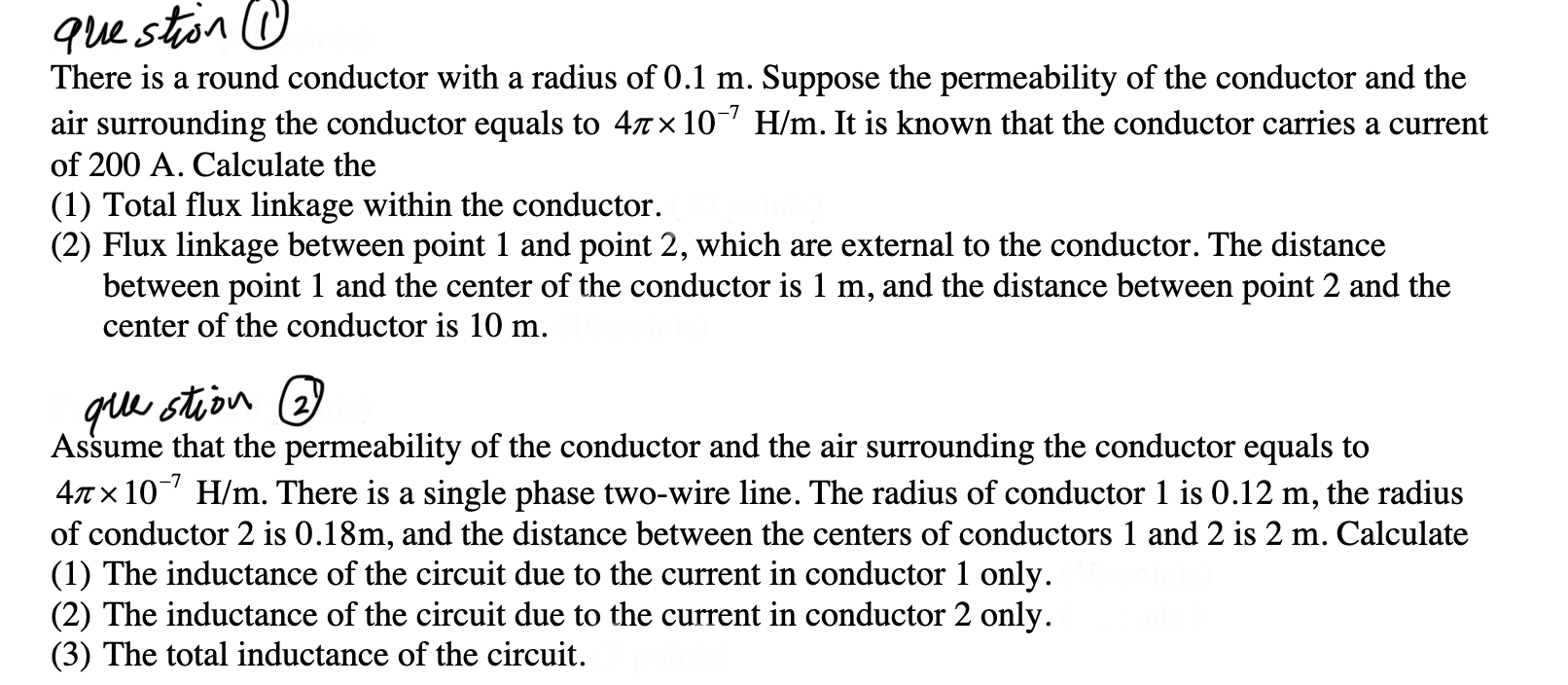 Solved question o There is a round conductor with a radius | Chegg.com