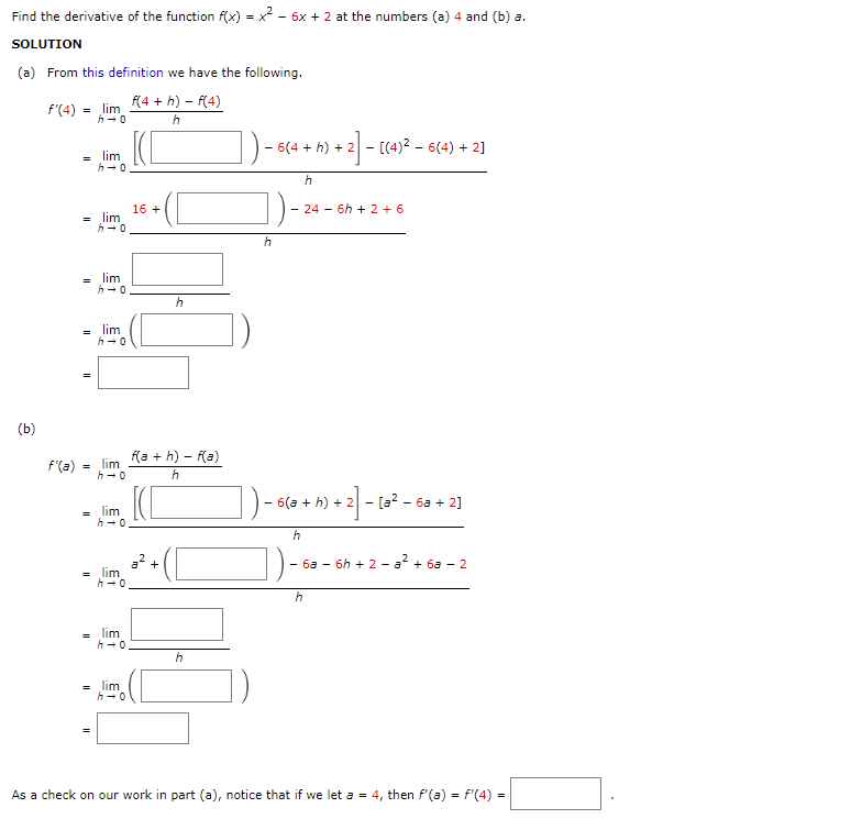 Solved Find the derivative of the function f(x)=x2-6x+2 ﻿at | Chegg.com