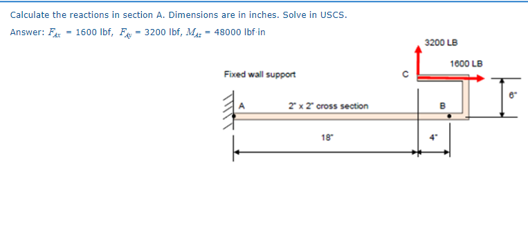 Solved Calculate the reactions in ﻿section A. ﻿Dimensions | Chegg.com