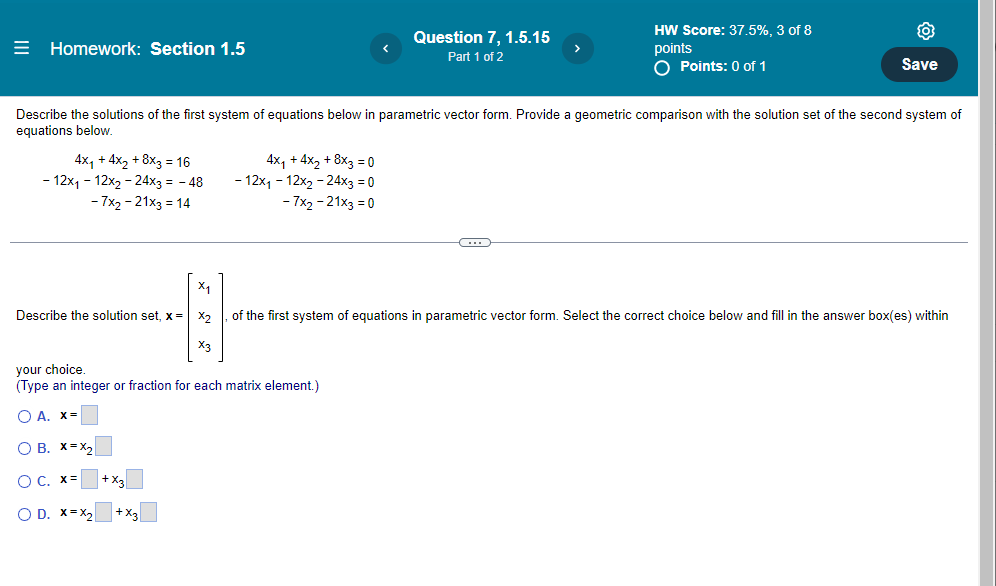 Solved Homework Section 1 5 4x₁ 4x₂ 8x3 16