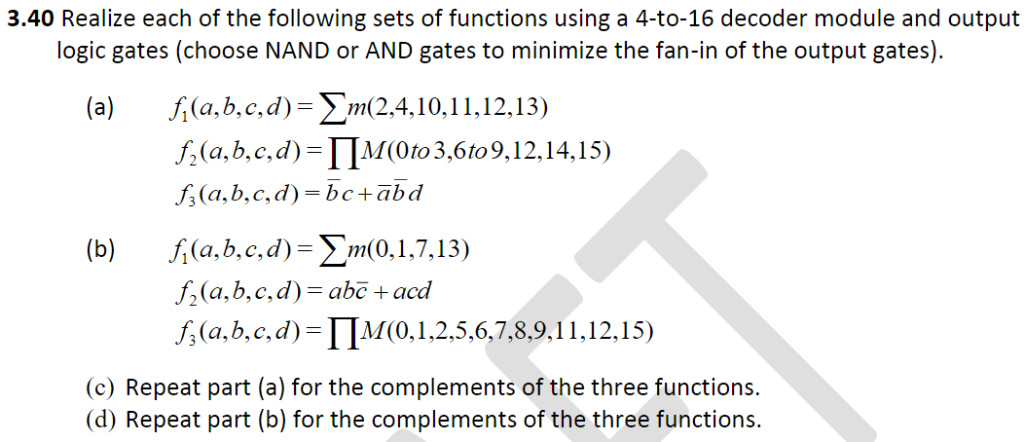 Solved .40 Realize each of the following sets of functions | Chegg.com
