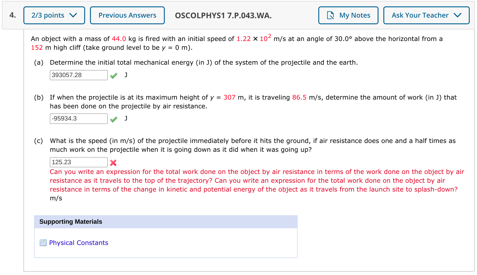 Solved 2/3 points v Previous Answers OSCOLPHYS1 7.P.043.WA. | Chegg.com Solved 2/3 points v Previous Answers OSCOLPHYS1 7.P.043.WA. | Chegg.com