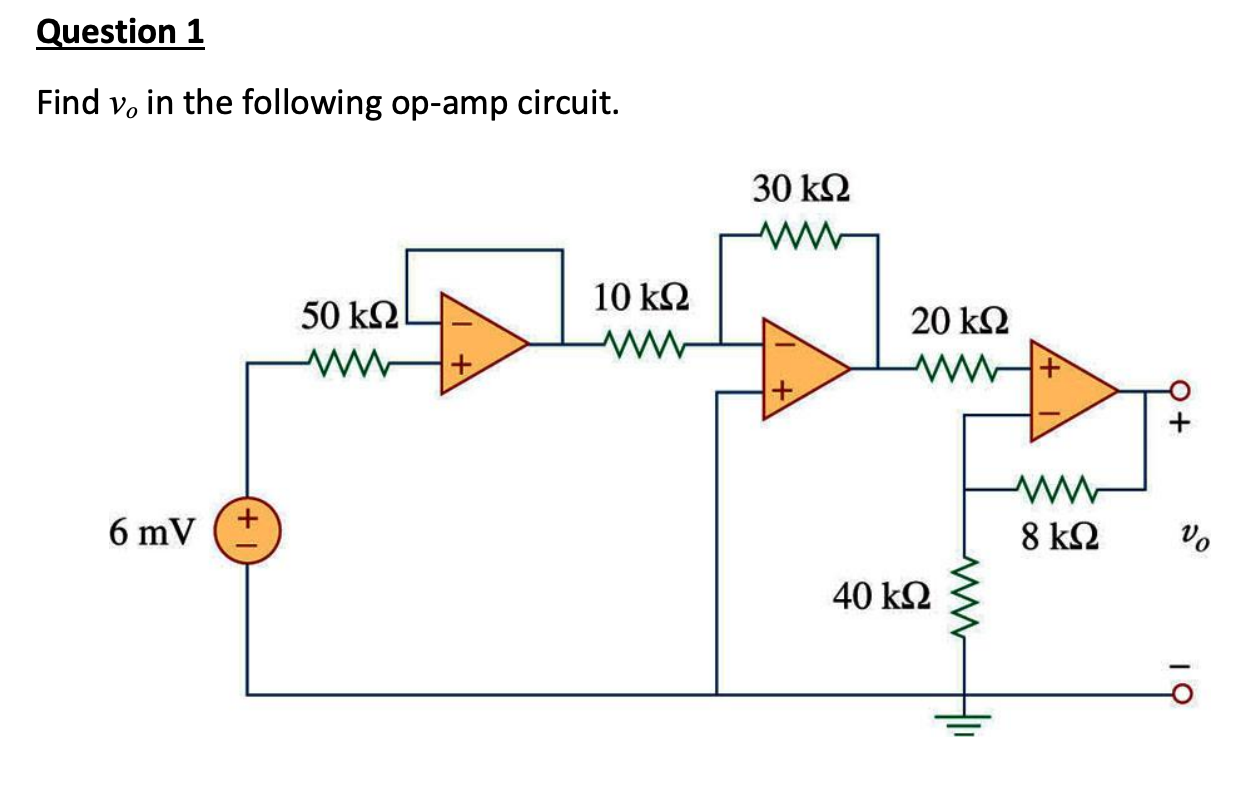 Solved Find vo in the following op-amp circuit. | Chegg.com