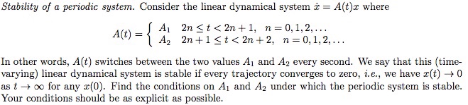 Solved Consider the linear dynamical system x above dot = | Chegg.com