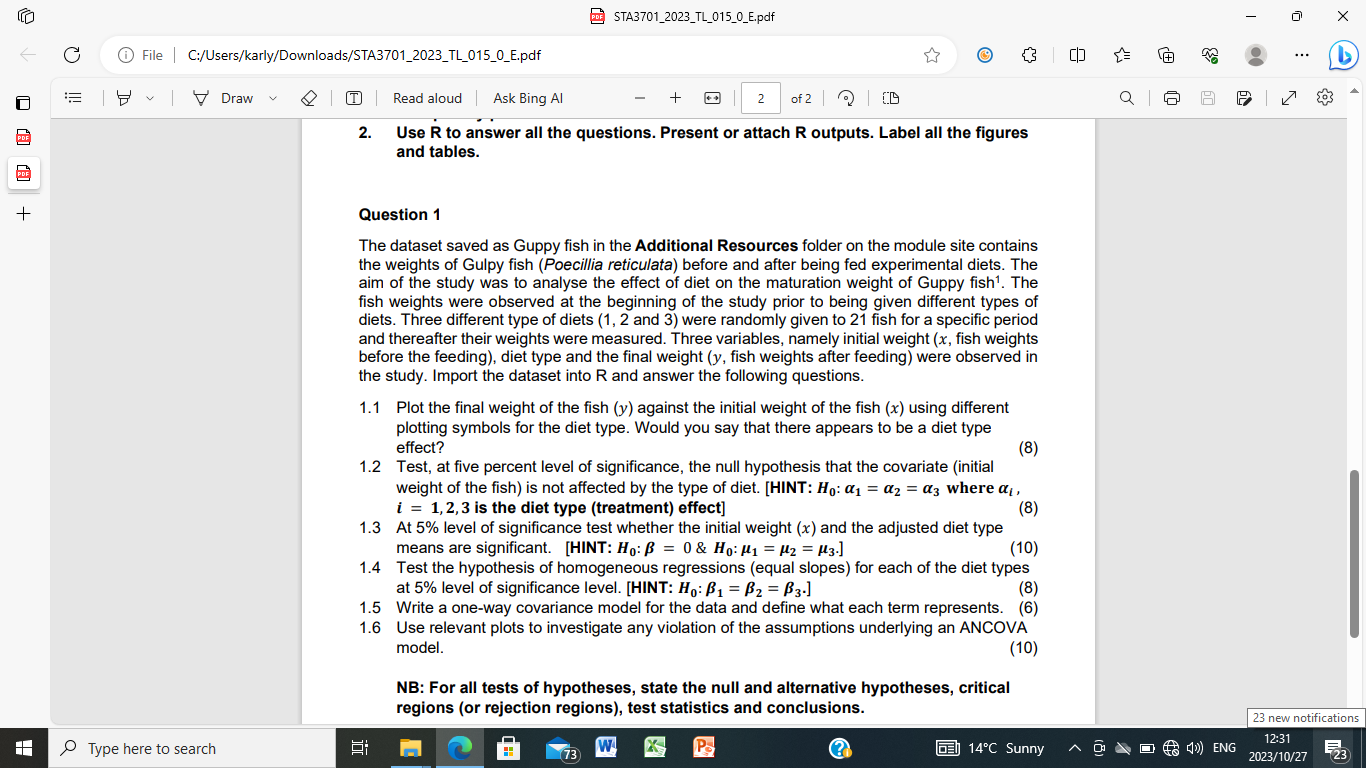 Solved 2. Use R to answer all the questions. Present or | Chegg.com
