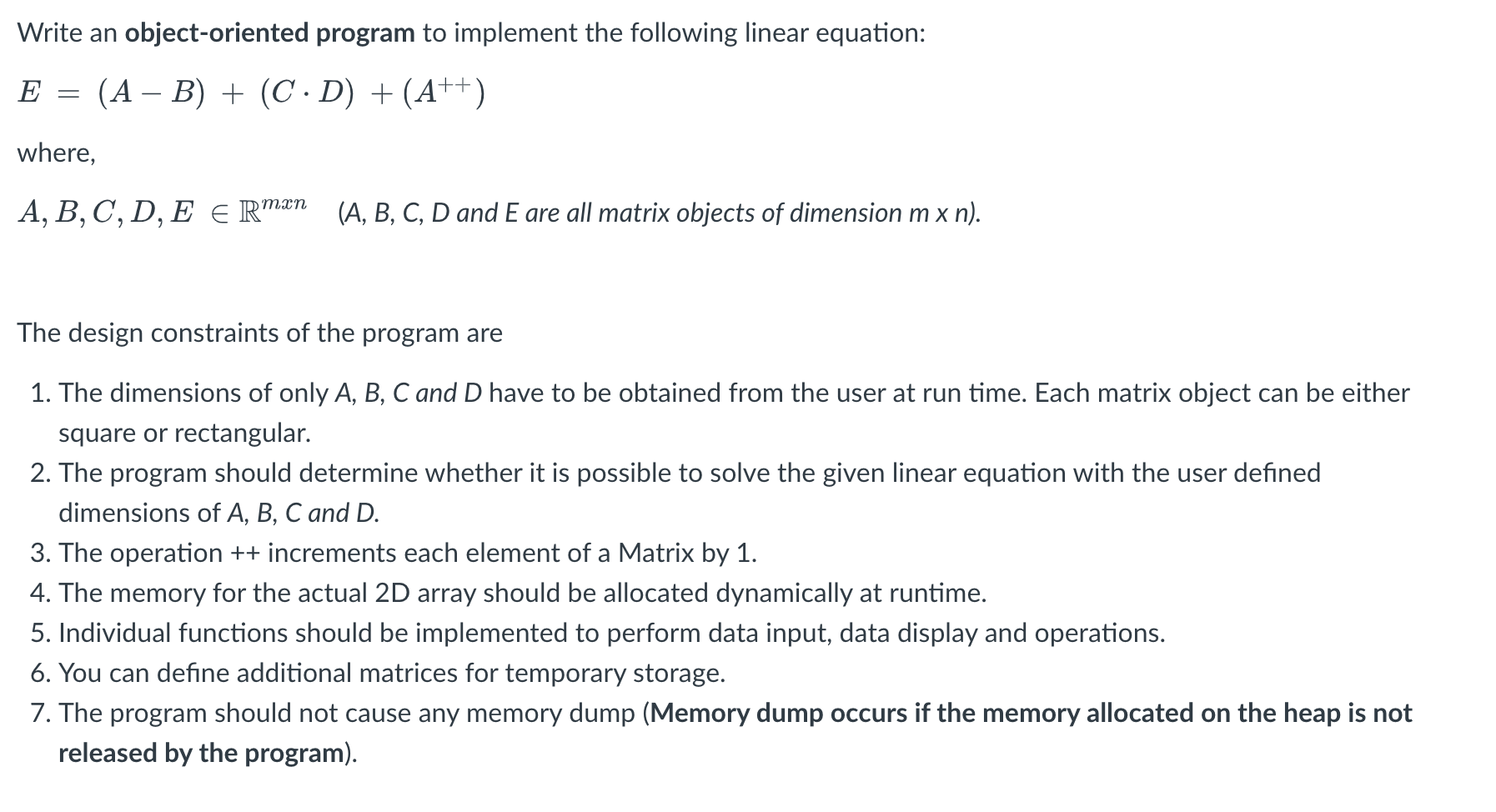 Write an object-oriented program to implement the | Chegg.com