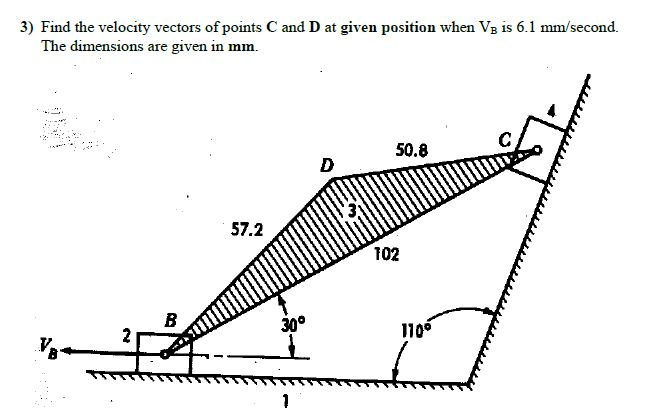 Solved 3) Find the velocity vectors of points C and D at | Chegg.com