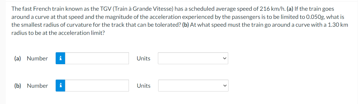Solved The fast French train known as the TGV (Train à | Chegg.com