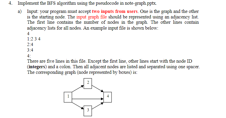 Solved 4 Implement The Bfs Algorithm Using The Pseudocode 