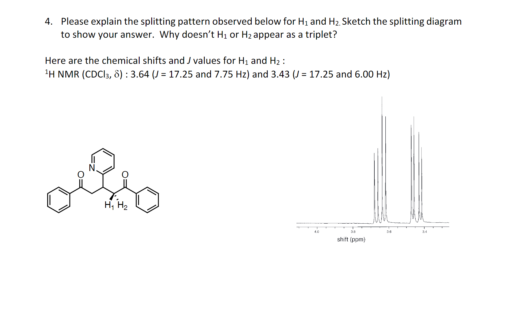 Solved 4. Please explain the splitting pattern observed | Chegg.com
