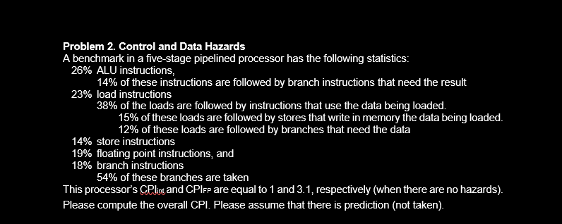 Solved Problem 2. Control and Data Hazards A benchmark in a | Chegg.com