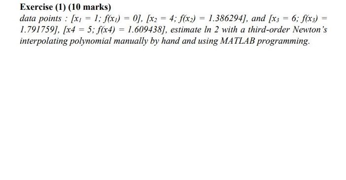 Solved Exercise (1) (10 marks) data points: | Chegg.com