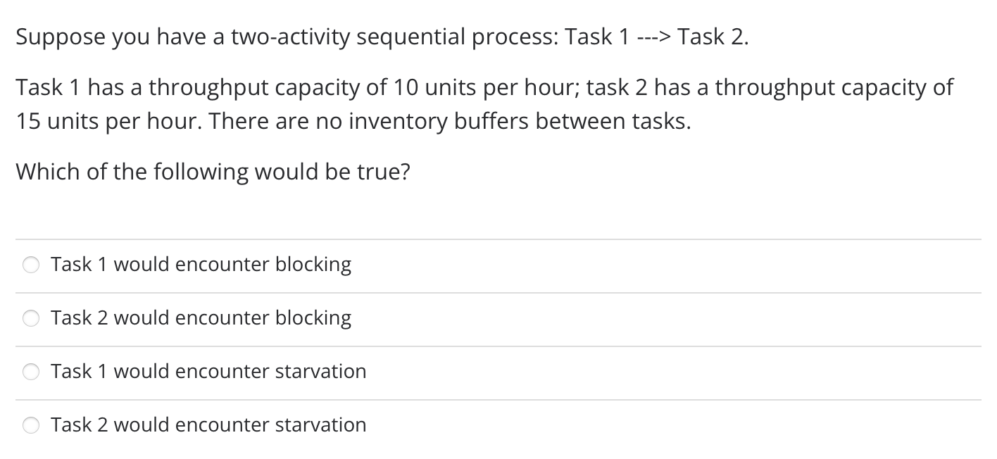 Solved Suppose you have a two-activity sequential process: | Chegg.com