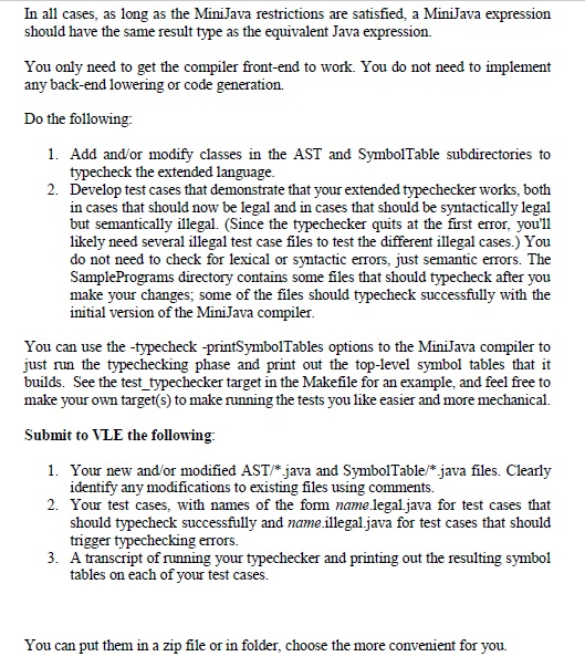 Project Description You will start with a compiler, | Chegg.com