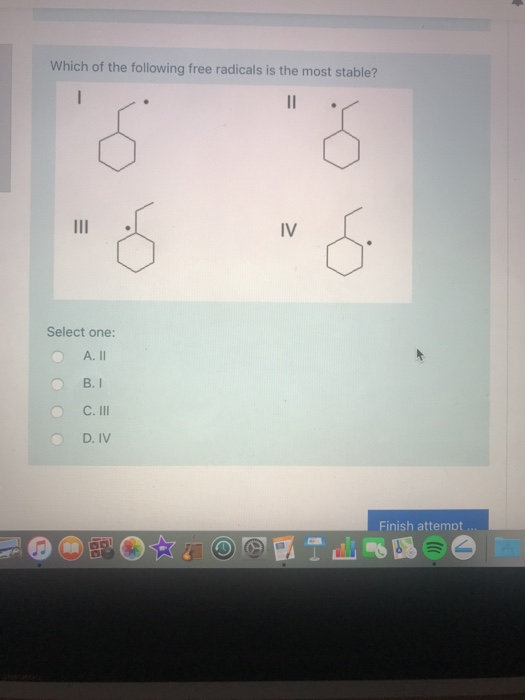Solved Which of the following free radicals is the most | Chegg.com