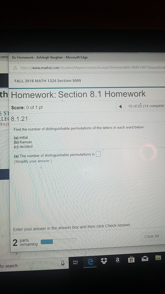 Solved onne Do Homework - Ashleigh Vaughan- Microsoft Edge a | Chegg.com