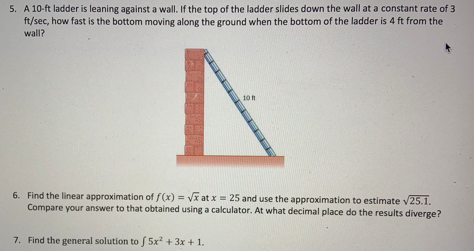 Solved A 10 - ft ﻿ladder is leaning against a wall. If the | Chegg.com