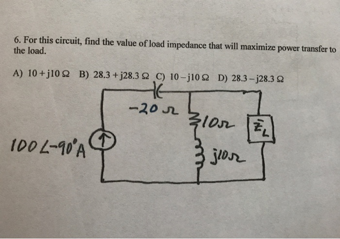 Solved For this circuit, find the value of load impedance | Chegg.com