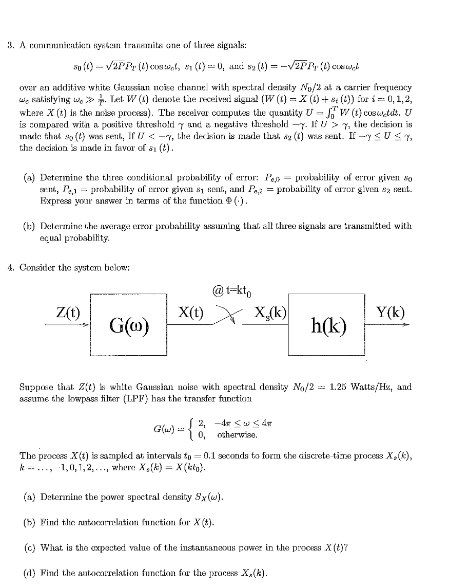 Solved EE544 Homework Assignment # 4 1. A communication | Chegg.com