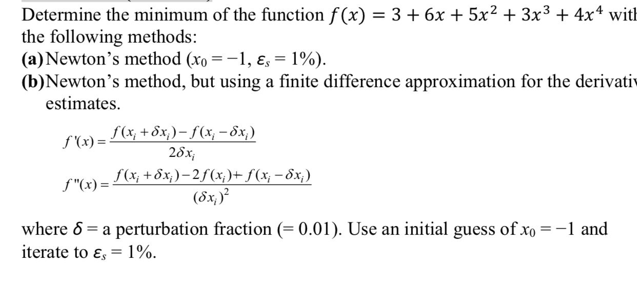 Solved Determine the minimum of the function | Chegg.com