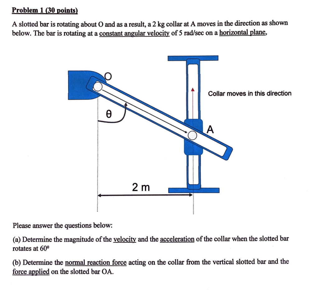 Solved Problem 1 (30 points) A slotted bar is rotating about | Chegg.com
