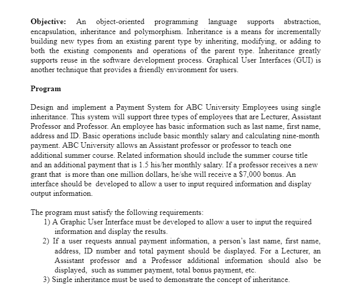Solved Objective An Object Oriented Programming Language