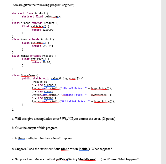 Solved You are given the following program segment; abstract | Chegg.com