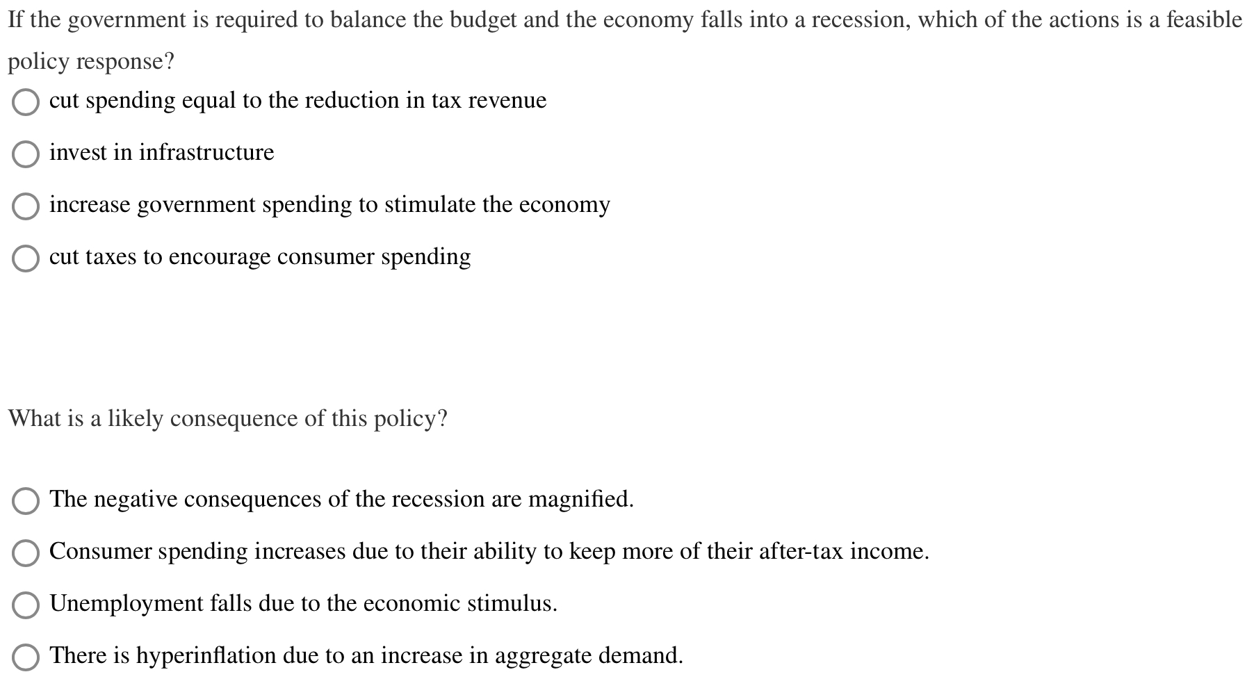 Solved What is a likely consequence of this policy?The | Chegg.com