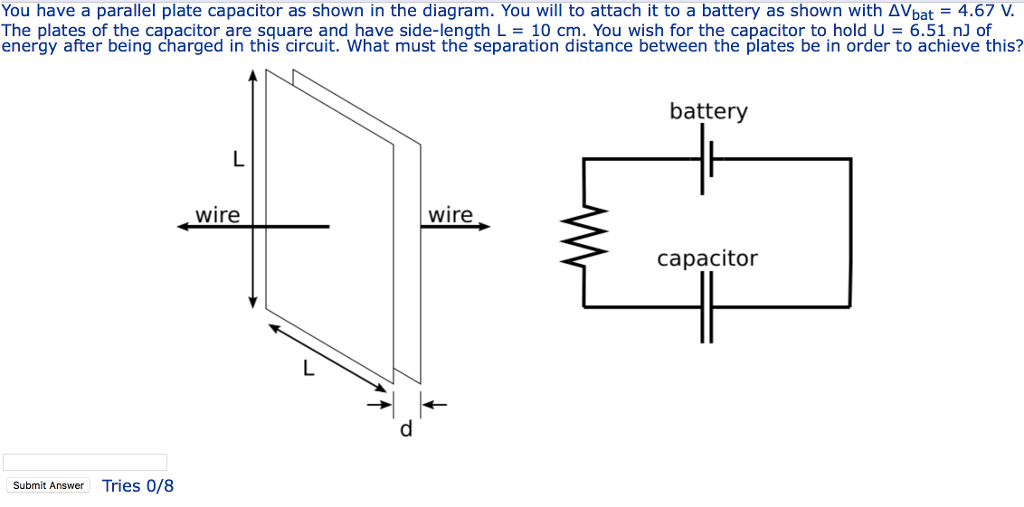 Solved You have a parallel plate capacitor as shown in the | Chegg.com