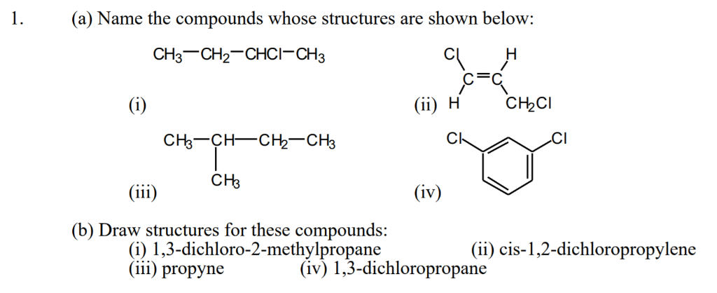 Solved 1 (a) Name the compounds whose structures are shown | Chegg.com