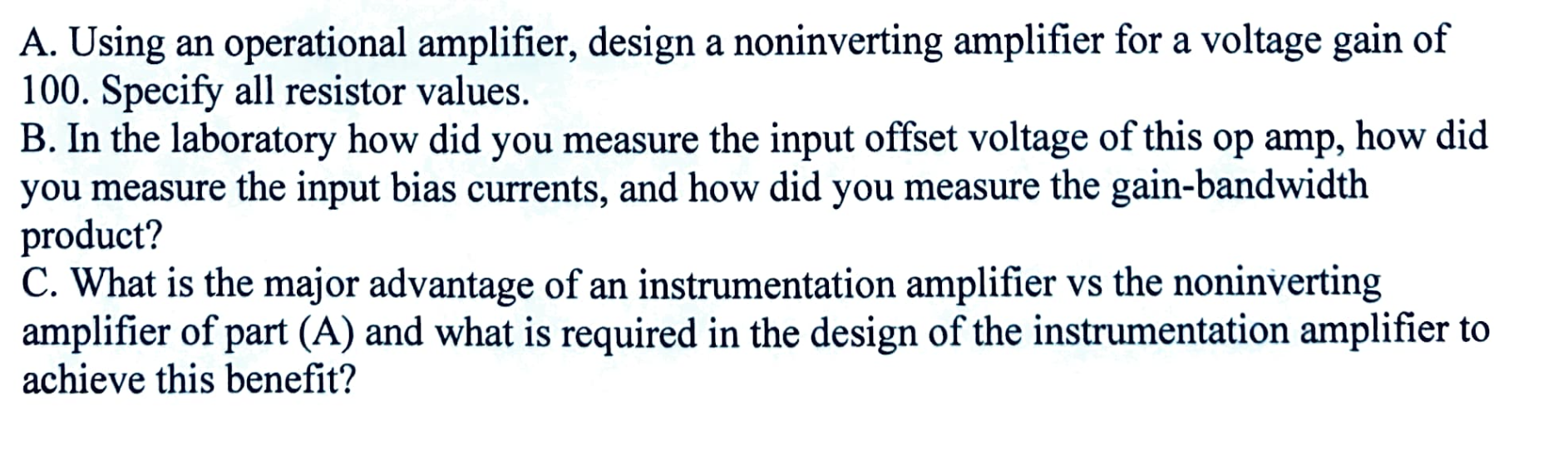 Solved A. Using an operational amplifier, design a | Chegg.com
