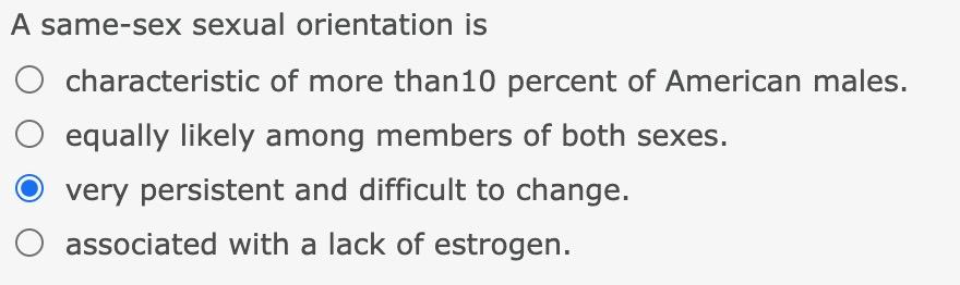 Solved A same-sex sexual orientation is characteristic of | Chegg.com