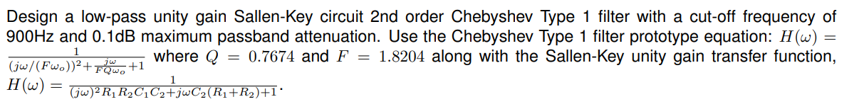 Solved Design a low-pass unity gain Sallen-Key circuit 2nd | Chegg.com