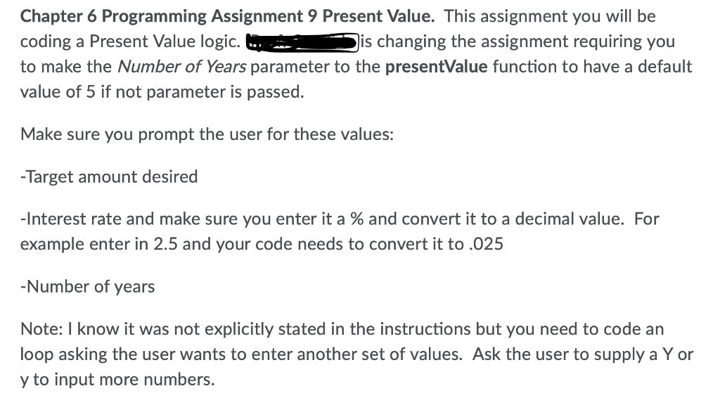 Solved Chapter 6 Programming Assignment 9 Present Value 