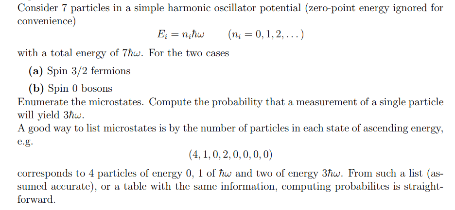 Solved Consider 7 particles in a simple harmonic oscillator | Chegg.com