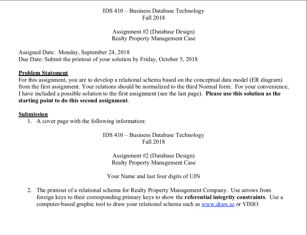 IDS 410- Business Database Technology Fall 2018 | Chegg.com IDS 410- Business Database Technology Fall 2018 | Chegg.com