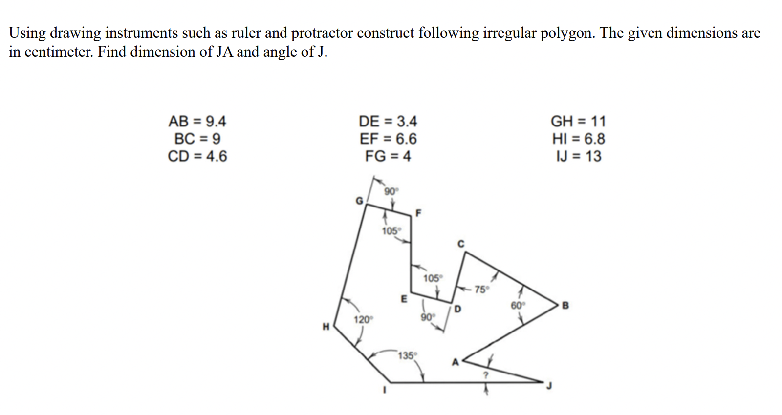 Solved Using drawing instruments such as ruler and | Chegg.com
