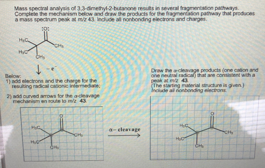 Solved Mass spectral analysis of 3,3-dimethyl-2-butanone | Chegg.com