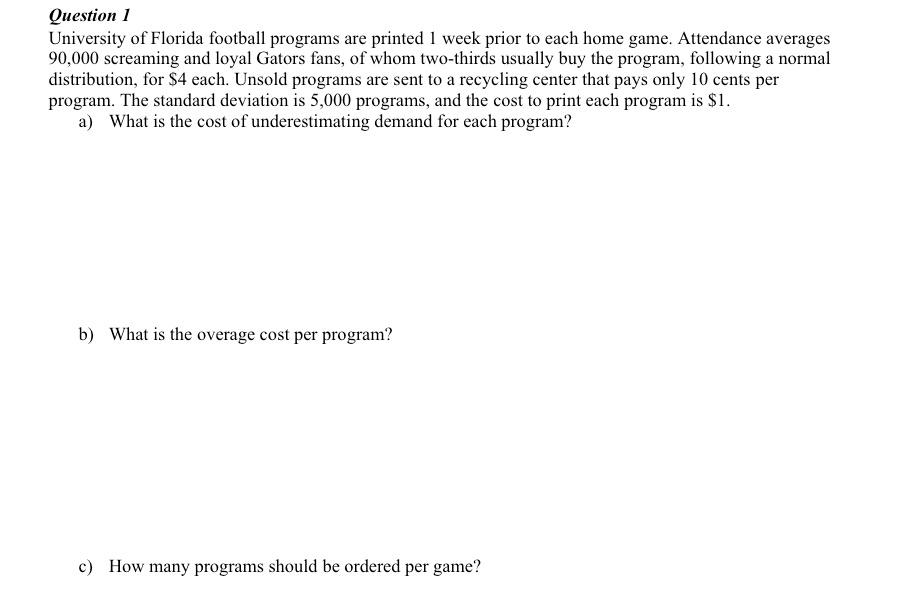Solved Question 1 University of Florida football programs | Chegg.com