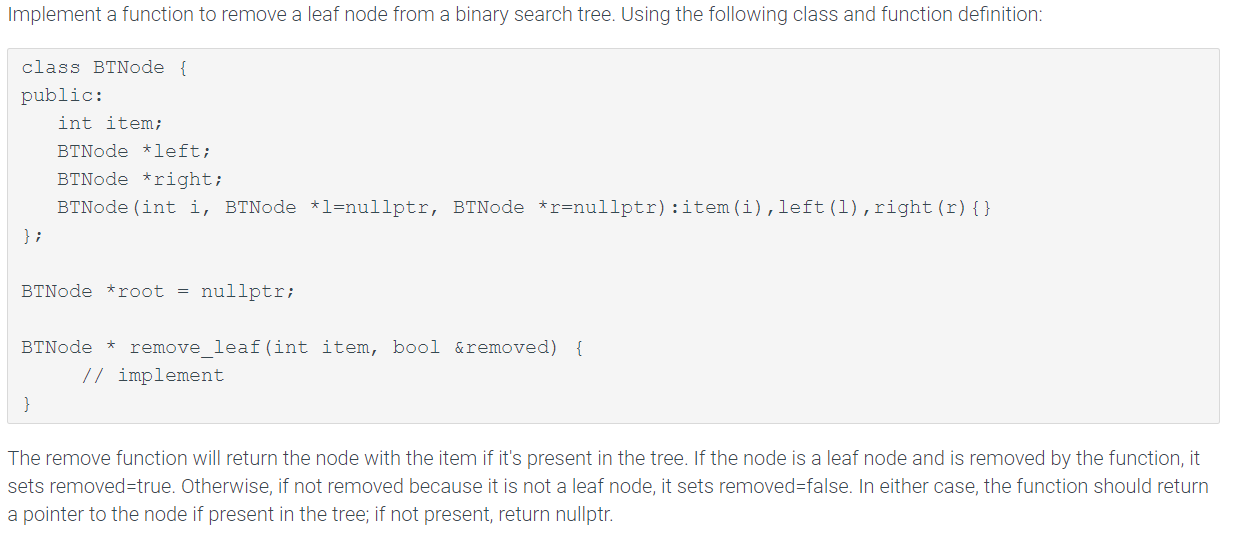 Solved #include class BTNode { public: int | Chegg.com