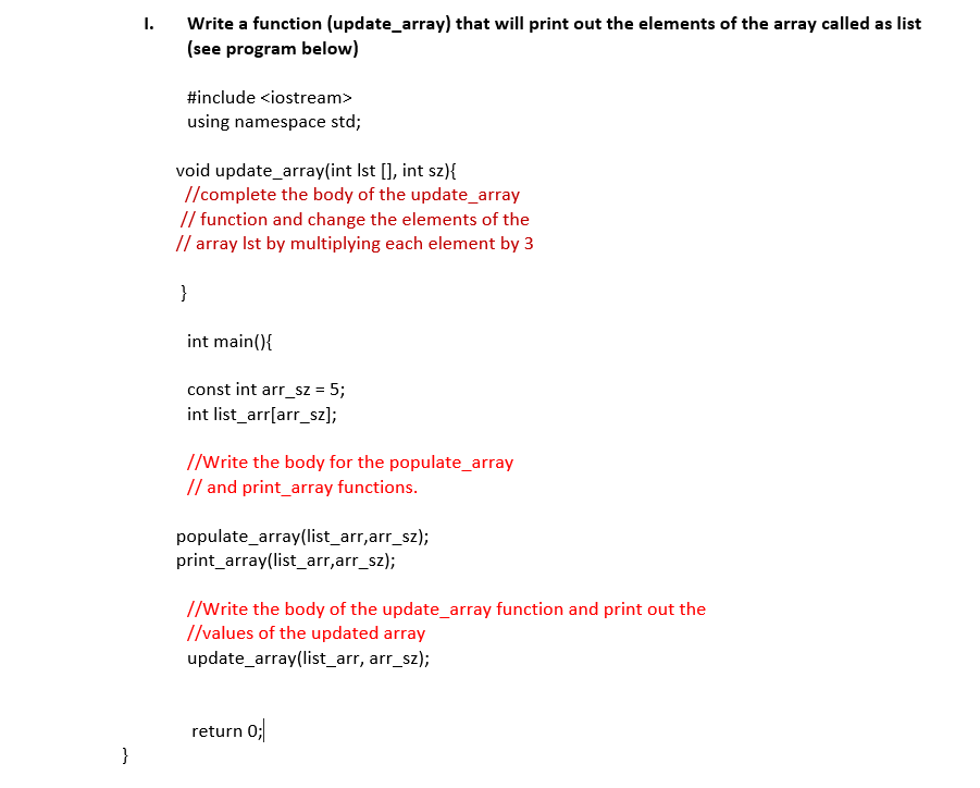 Solved Using C I Write A Function Updatearray That 7803