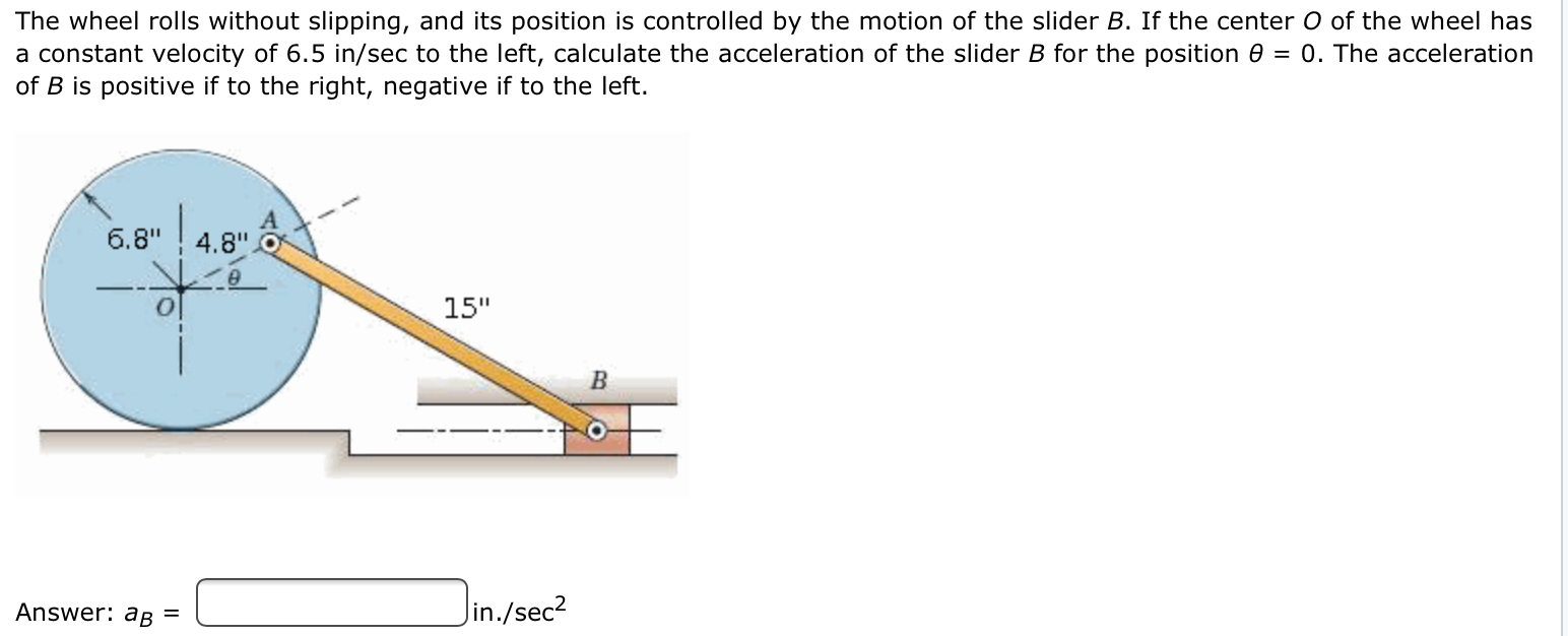 Solved The wheel rolls without slipping, and its position is | Chegg.com
