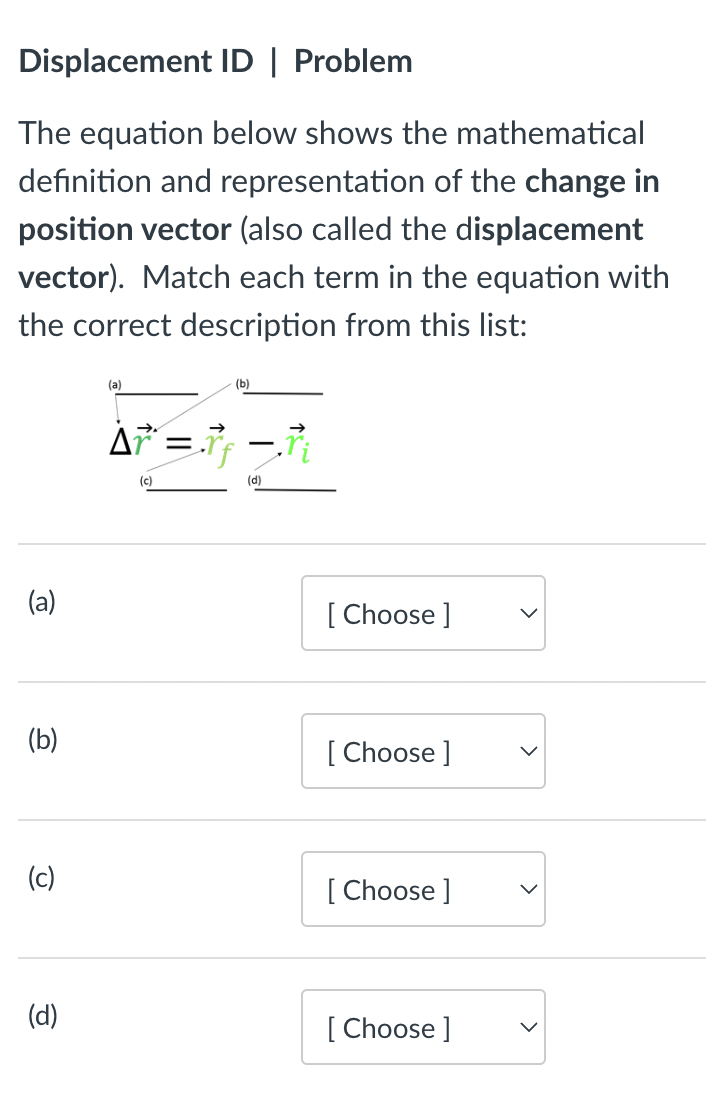 Solved Displacement ID | Problem The equation below shows | Chegg.com