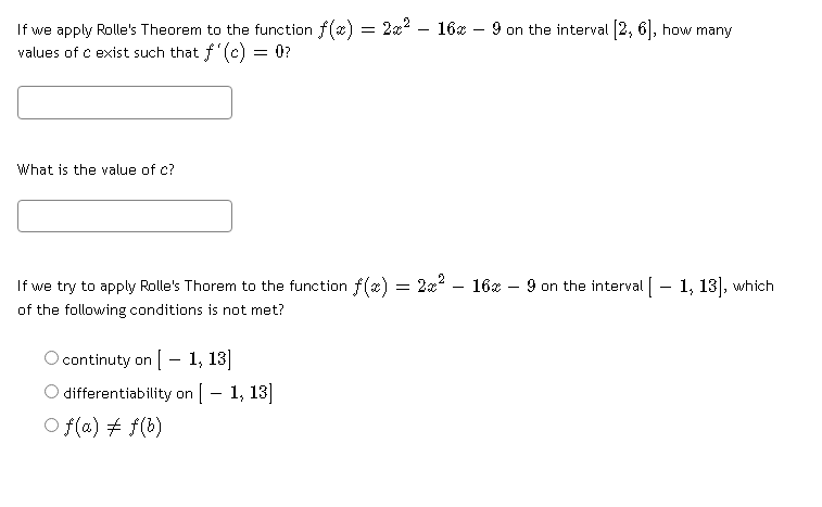 Solved If we apply Rolle's Theorem to the function | Chegg.com