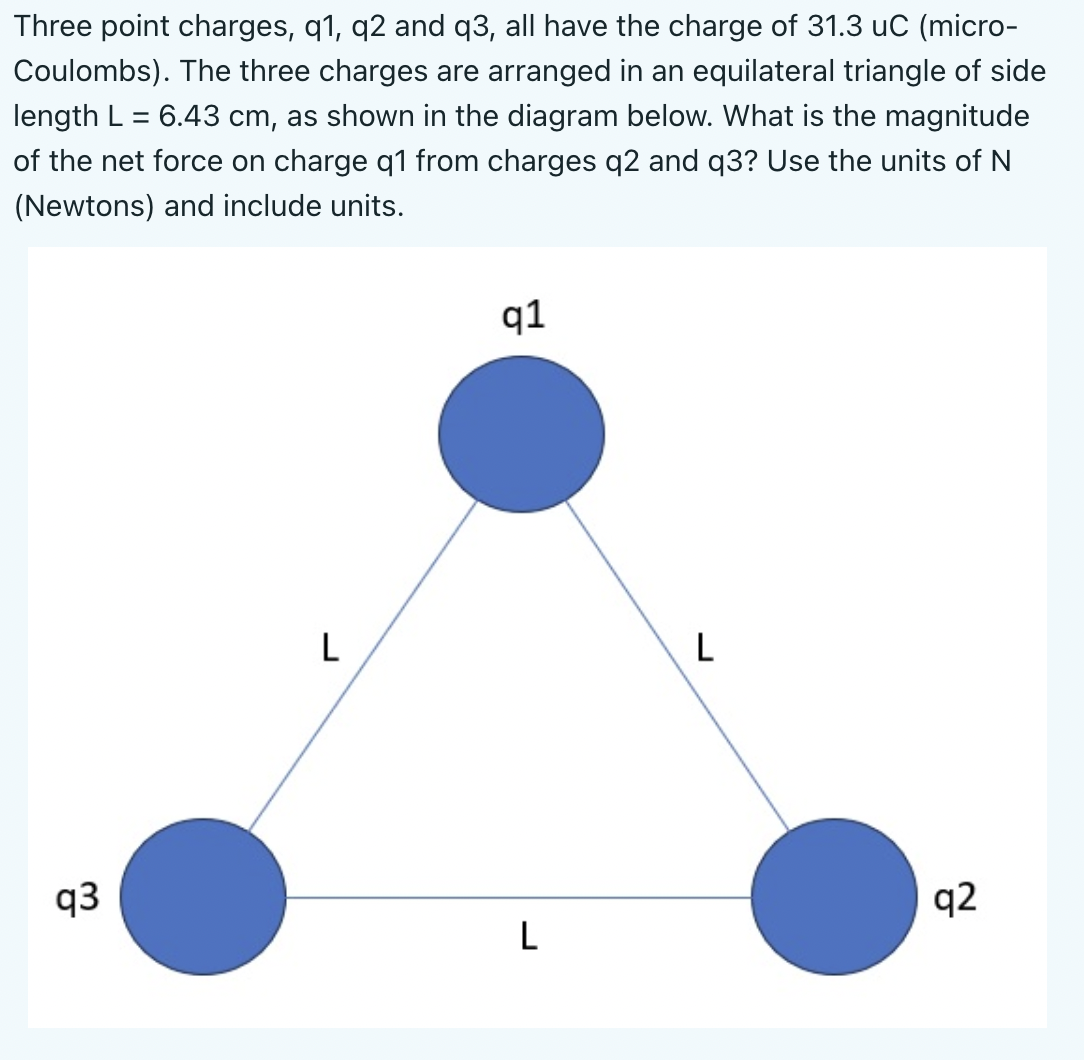 Solved Three point charges, q1, q2 and q3, all have the | Chegg.com