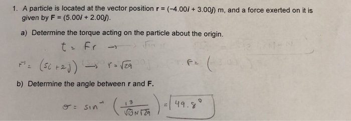 Solved 1. A particle is located at the vector position r- | Chegg.com