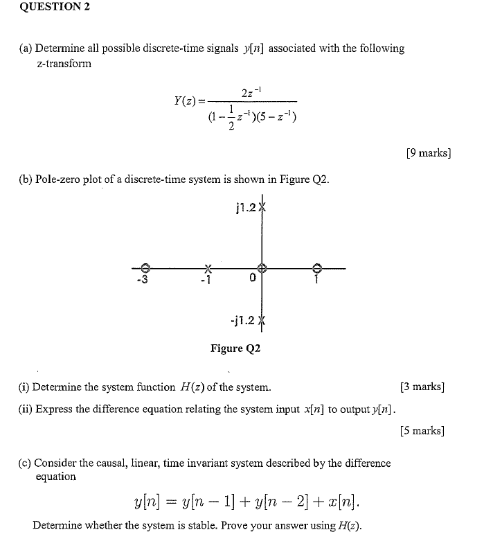 Solved (a) Determine all possible discrete-time signals y[n] | Chegg.com